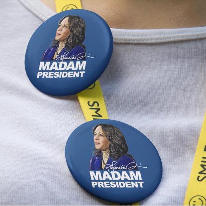 Kamala Harris Madam President Pin Button, Kamala Pins, Harris and Walz ...