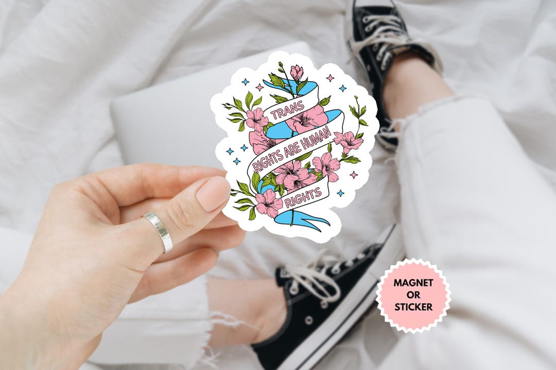 Vintage Trans Rights Are Human Rights Sticker/car Magnet, LGBTQ Rights ...