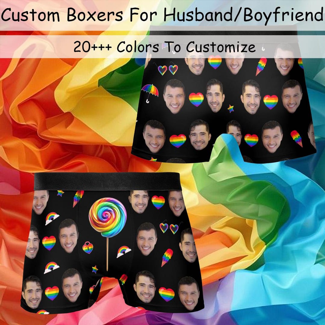 Custom With Face Boxer Briefs Man, Custom Pride Flag Underwear ...