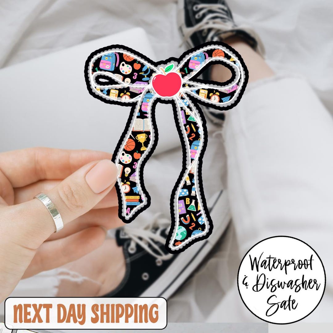 Coquette Teacher Lace Bow Back to School Sticker, Teacher Sticker ...