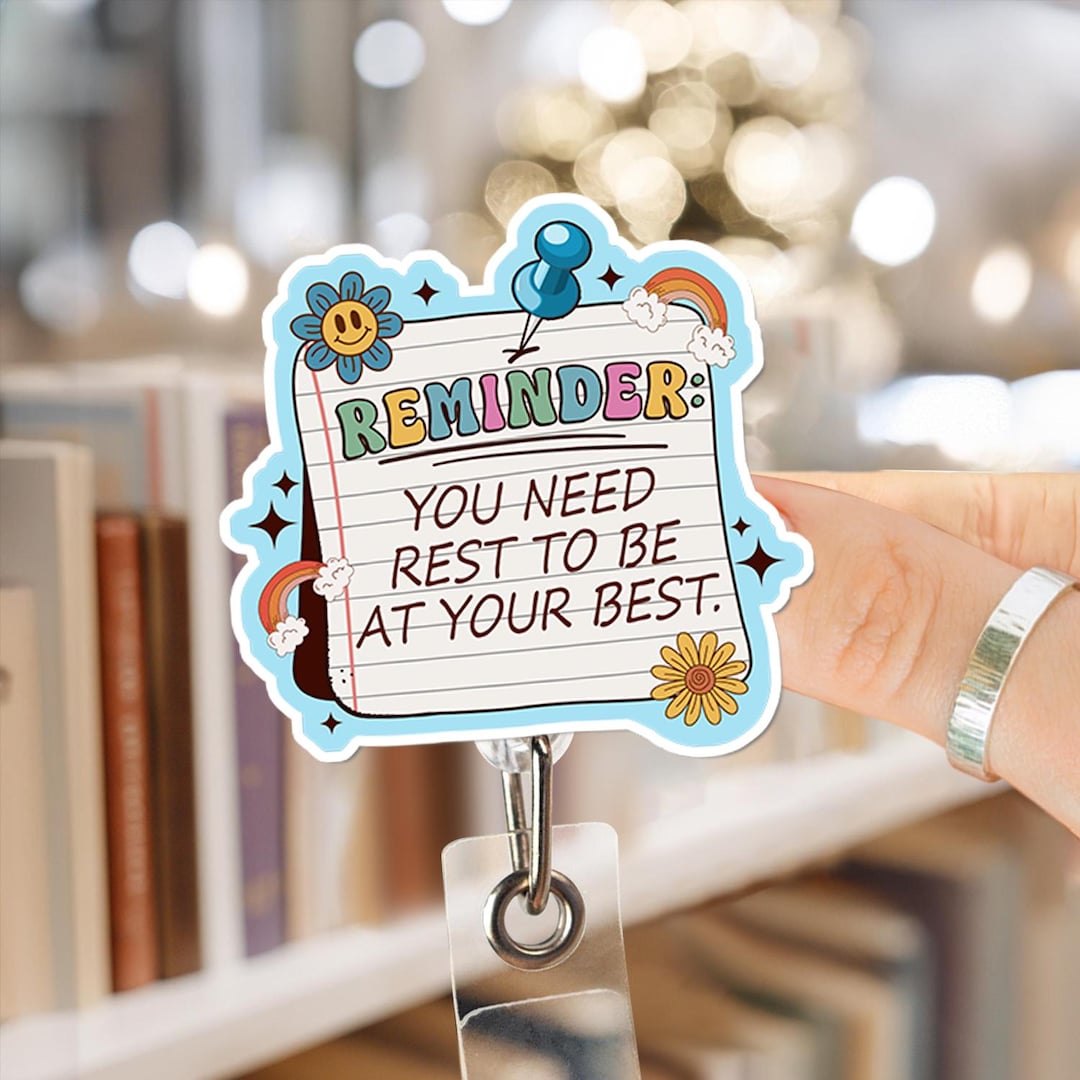 Mental Health Self-care Reminder Badge Reel, Nurse/therapist ID Holder ...