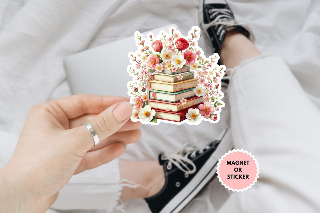 Floral Book Car Magnet/sticker, Open Book Sticker, Book Lovers Gifts ...