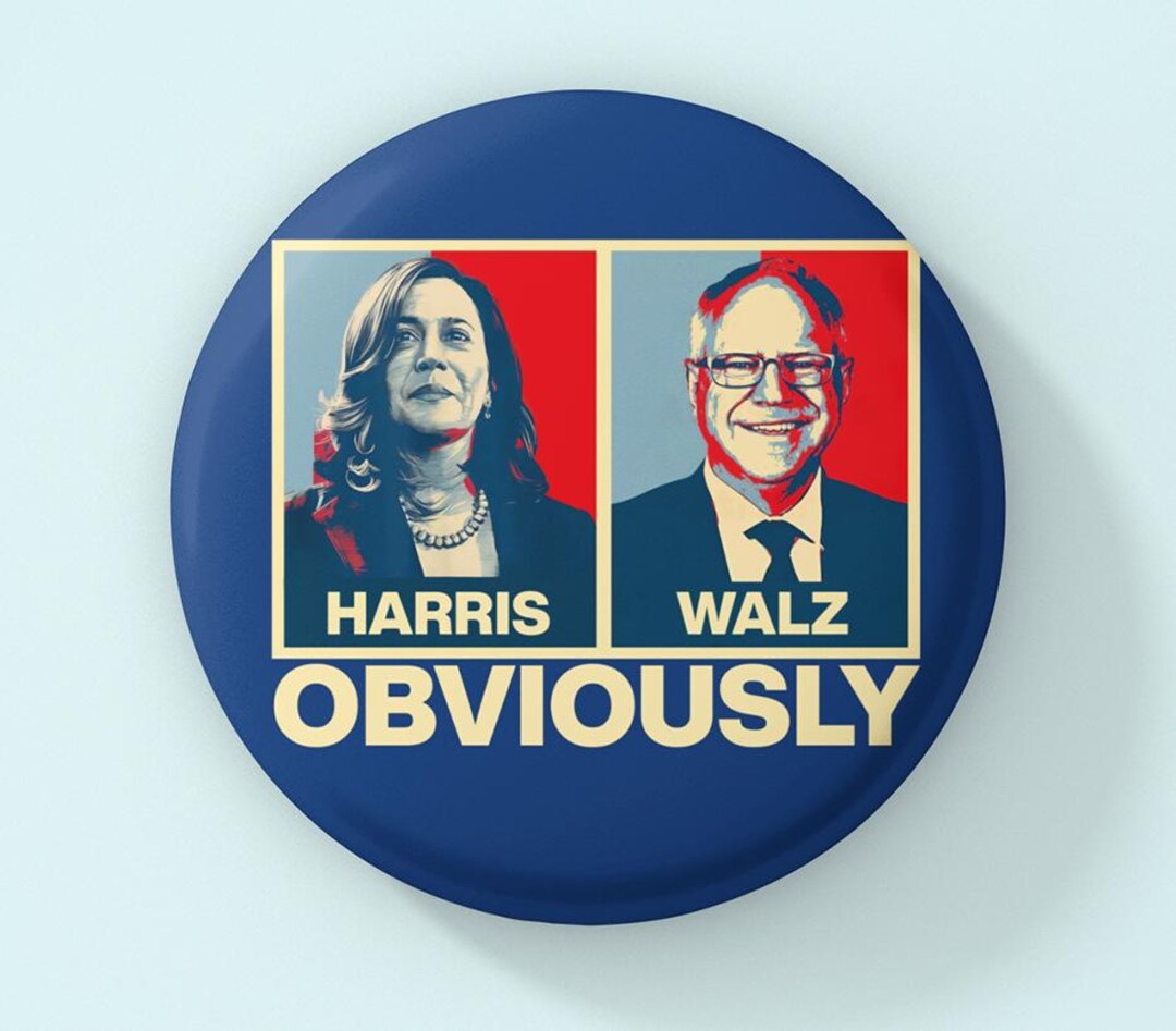 Harris Walz Obviously Kamala Harris Pin Button, Kamala Pins, Harris and ...