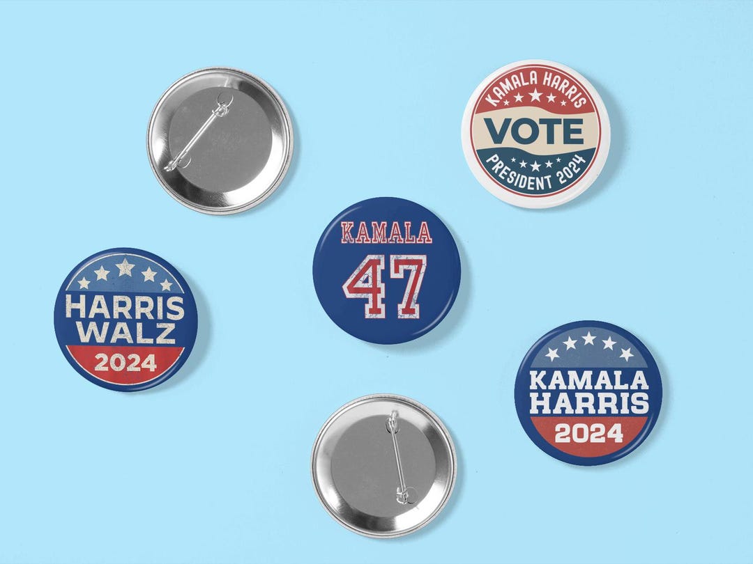 Kamala Harris Walz Vote Pins Buttons, Pinback Button, Democrat Button ...