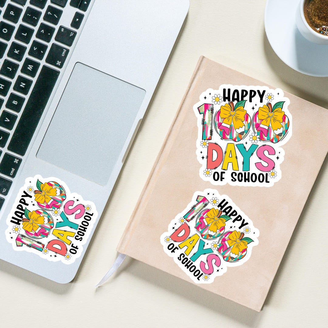 Colorful 100 Days of School Sticker, 100 Days of School Sticker,100 ...