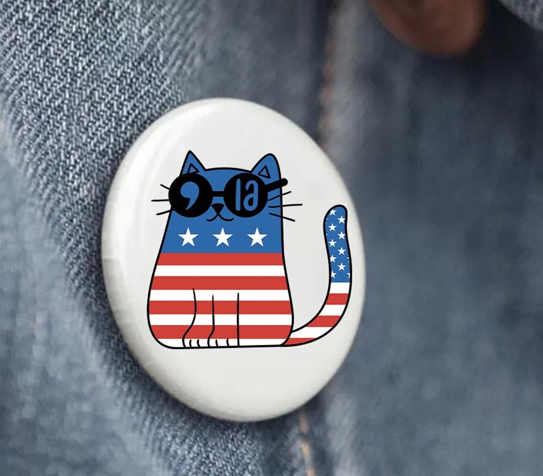 Cat Lady for Kamala Harris Pin Button, Kamala Harris Pins, Harris and ...