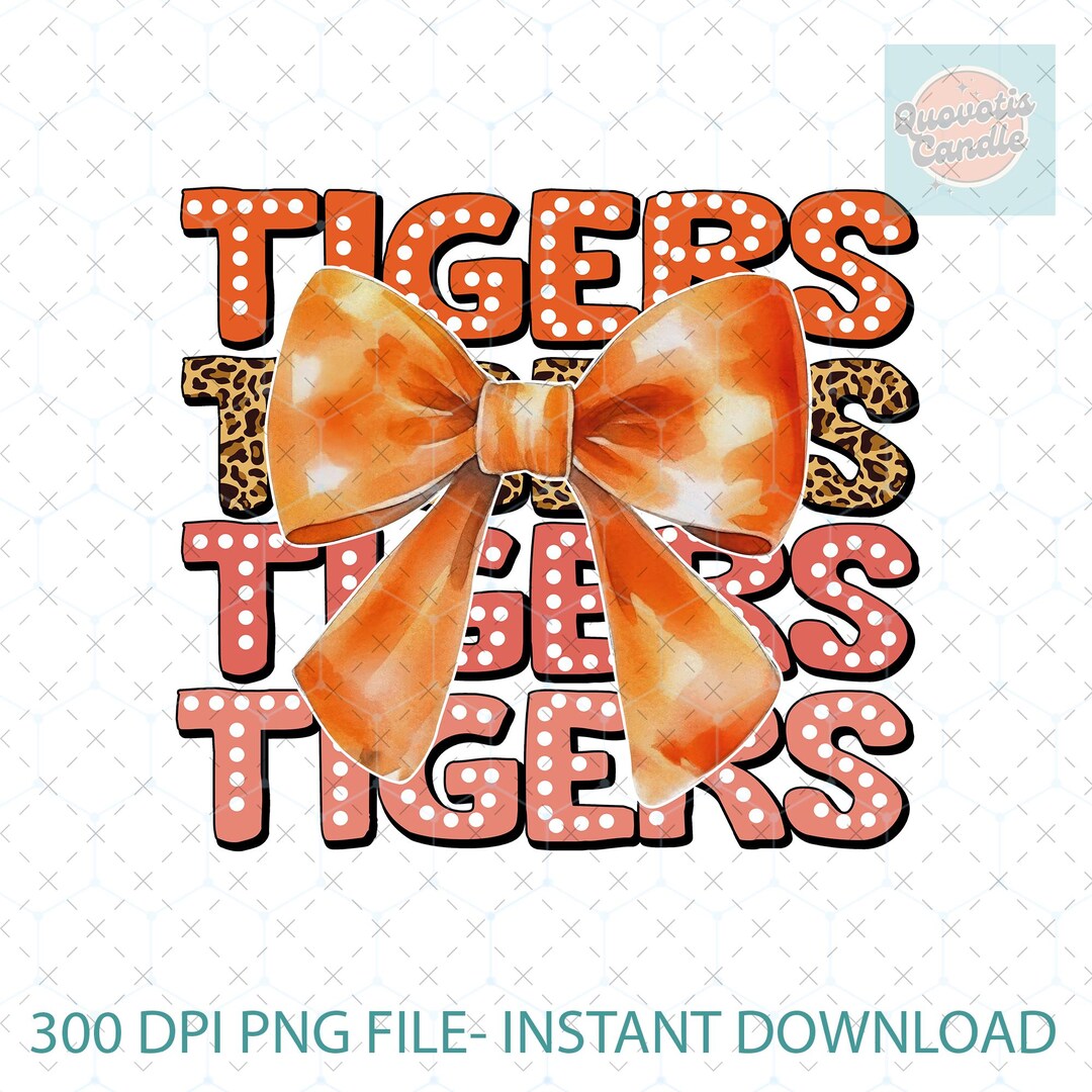 Coquette Bow Tigers Fall Vibes Png, Retro Fall Bow Png, Fall Coquette ...