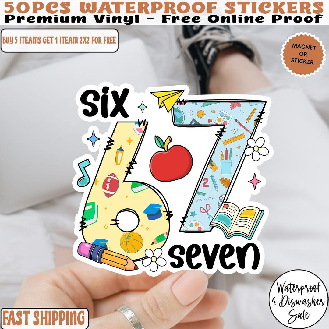 Six Seven School Teacher 67 Sticker/car Magnet, I Survived 67 Six Seven ...