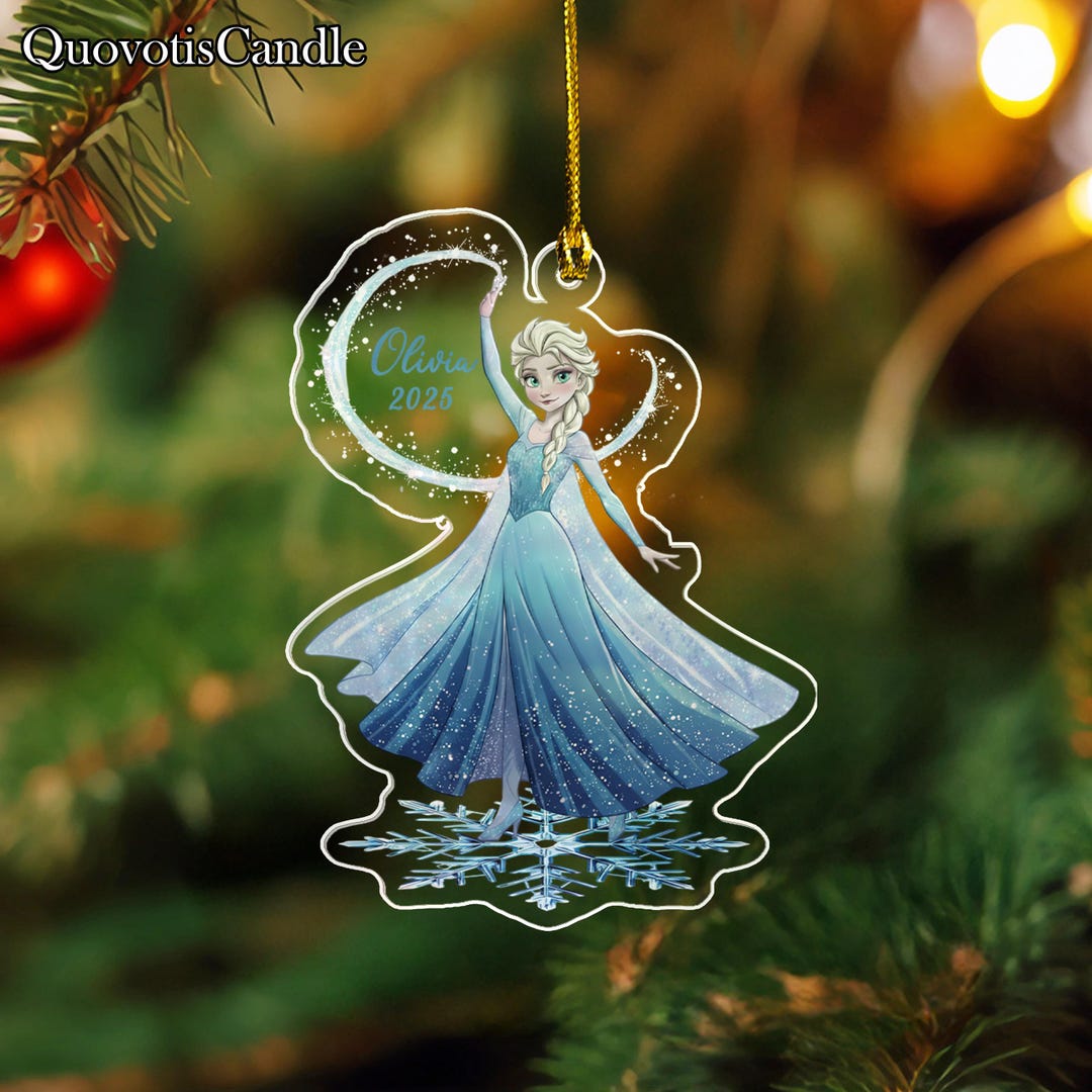 Custom Name Elsa Disney Princess Ornament, Elsa Christmas Ornaments ...