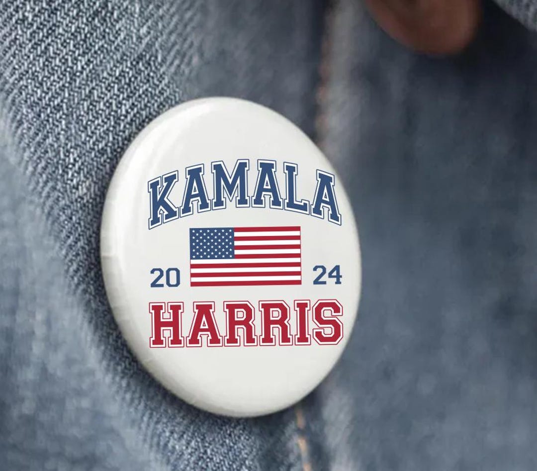 Kamala Harris Madam President American Flag Democrat Pin, Vote Pin ...