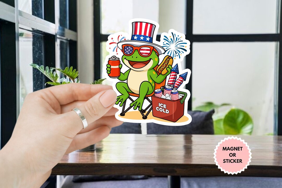 Funny Frog Happy 4th of July Sticker/car Magnet, USA 1776 Sticker ...