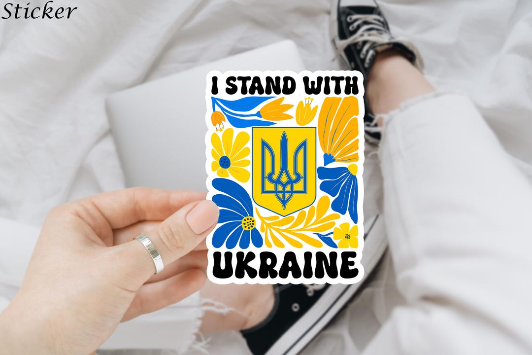 Floral Boho I Stand With Ukraine Sticker/car Magnet, Support Ukraine ...