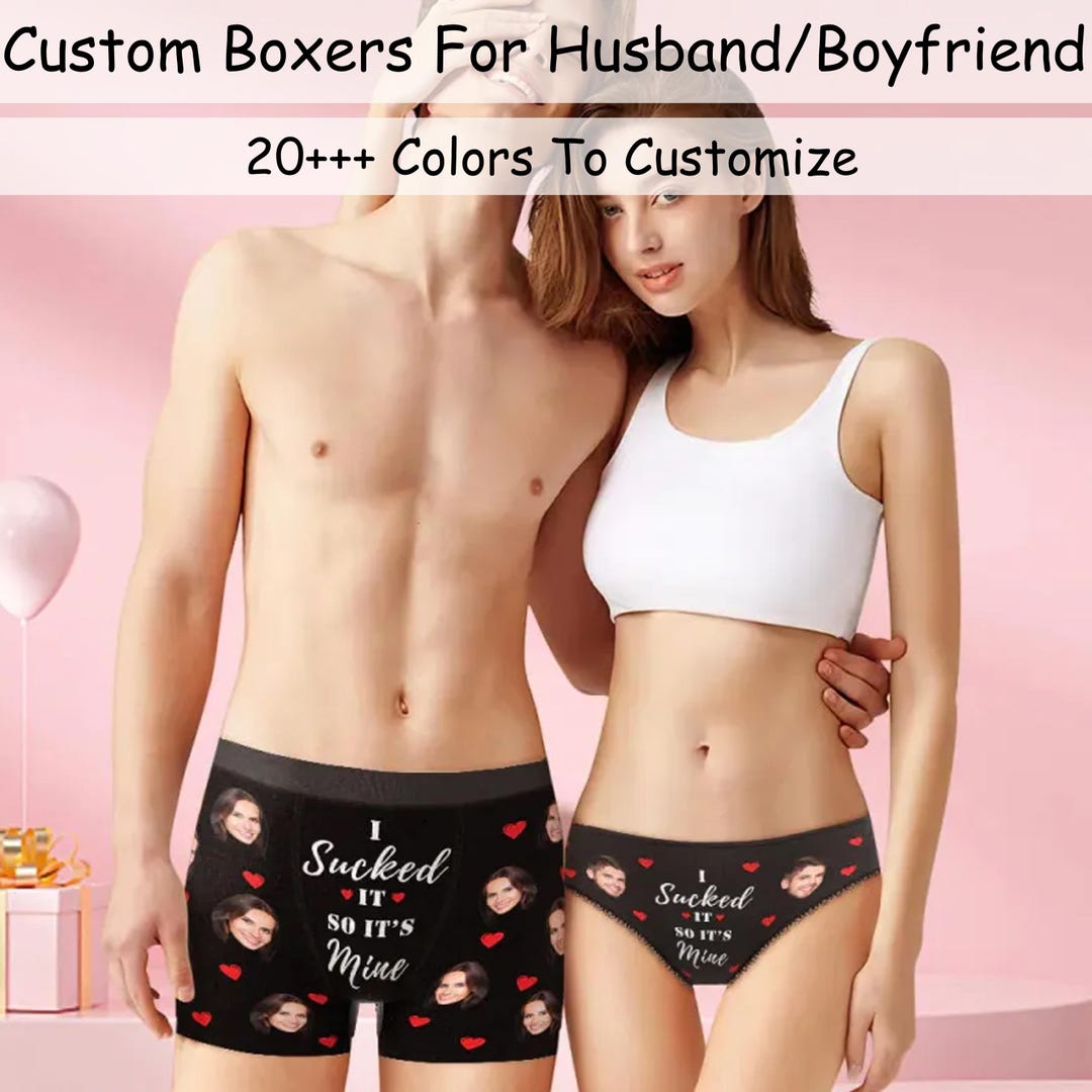 Couple Matching Underwear Set, Custom Face Boxer Briefs, Personalized ...