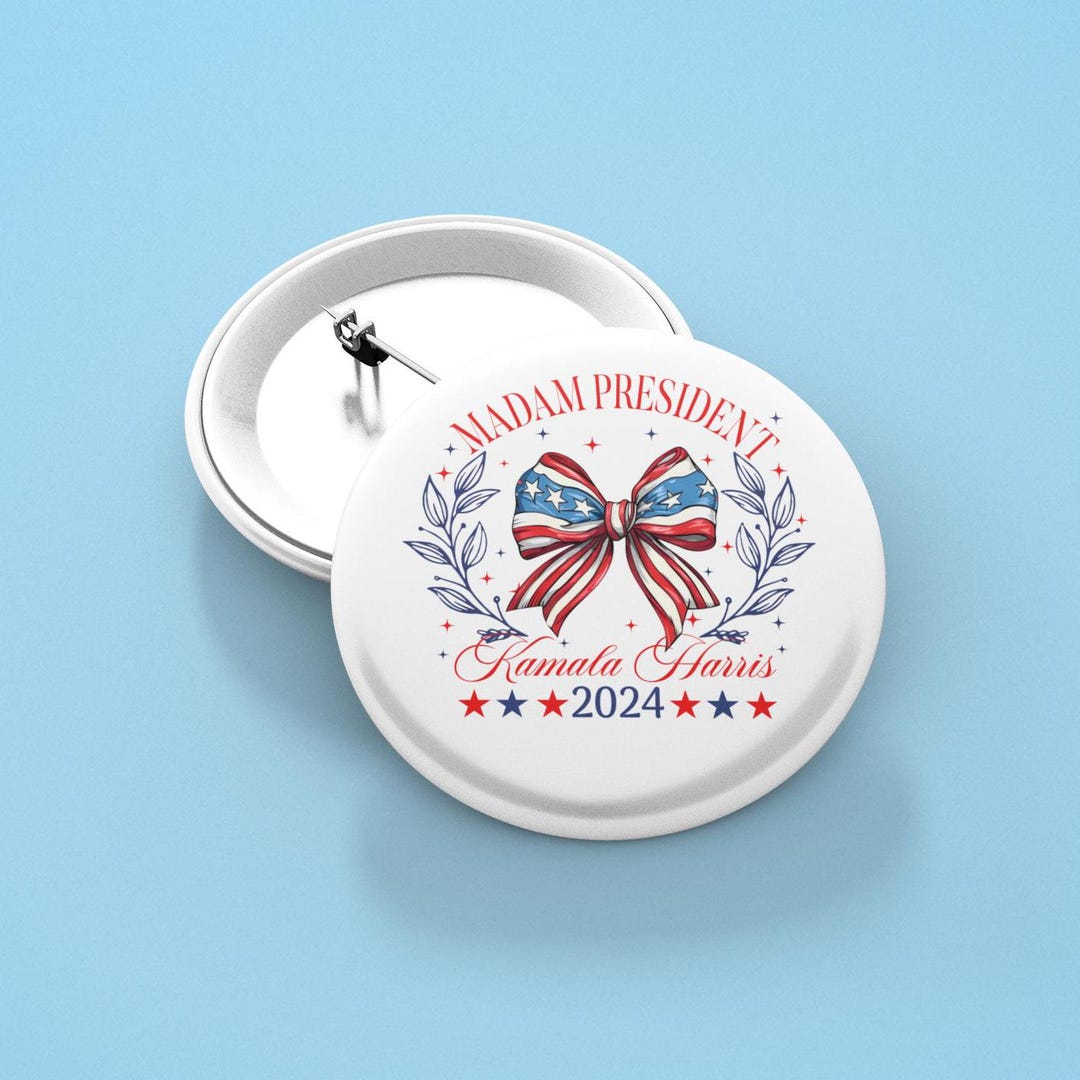 Madam President Kamala Harris 2024 American Bow Pin Button, Kamala Pins ...