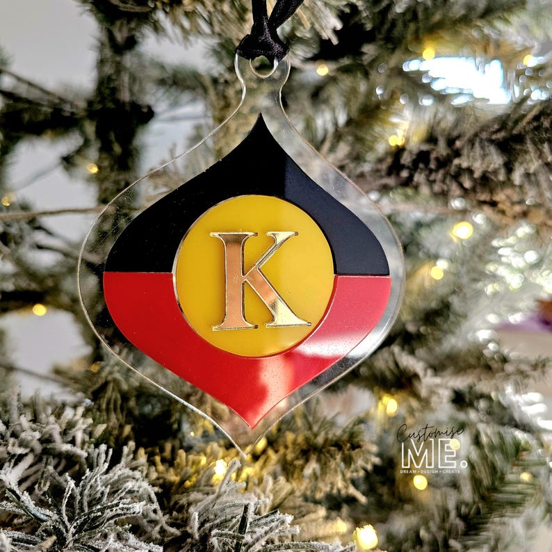Customised Aboriginal Flag Acrylic Christmas Bauble Baubles Decoration ...