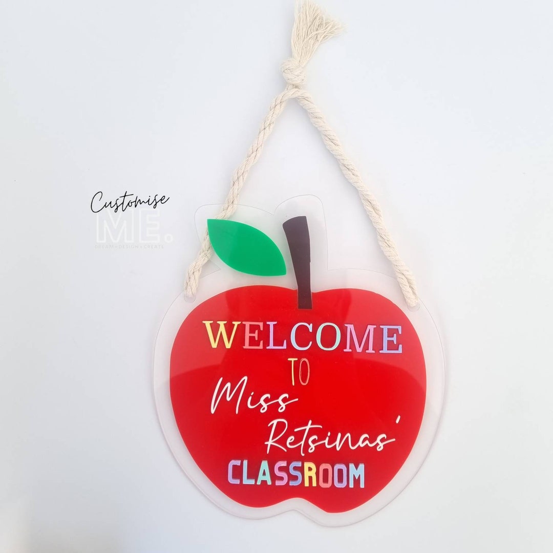 Welcome to My Classroom Teachers Door Sign Hanger Acrylic Decor Custom ...