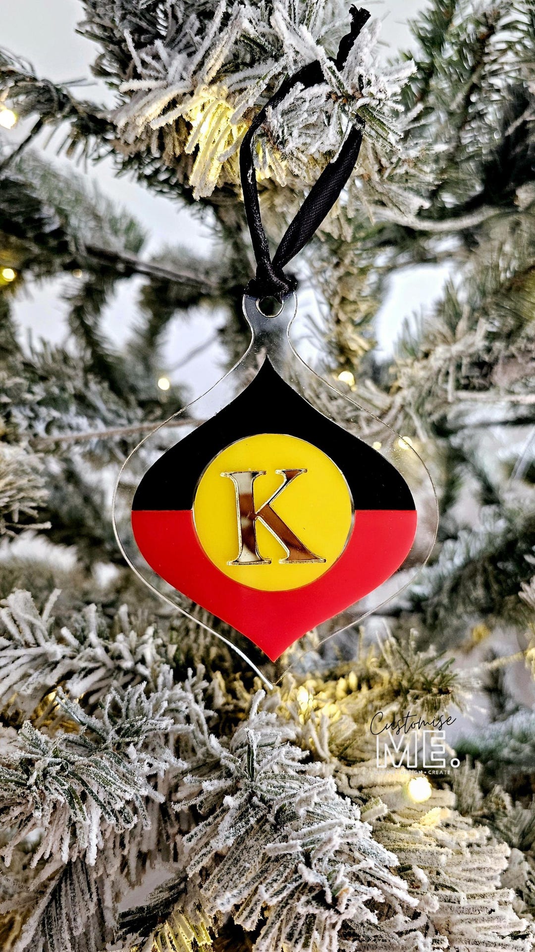 Customised Aboriginal Flag Acrylic Christmas Bauble Baubles Decoration ...
