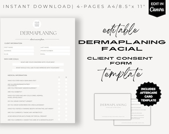 Editable Dermaplaning Consent Form Template, Esthetician Template, Skin ...