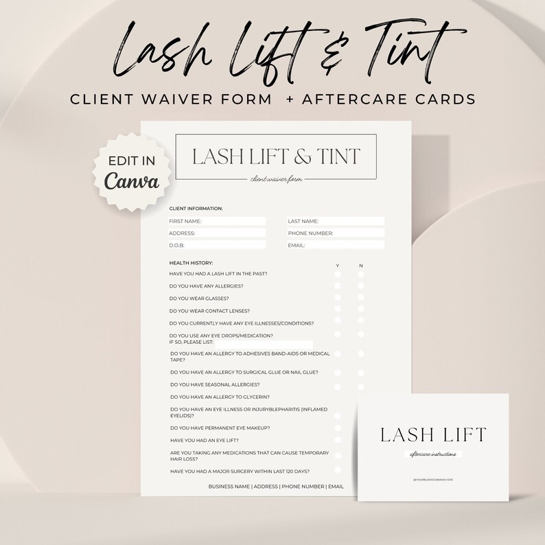 Lash Lift Consent Editable Template Lash Lift and Tint - Etsy