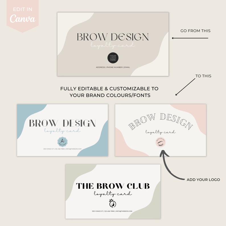 Brow Loyalty Card Template, Editable Canva Business Design (digital ...