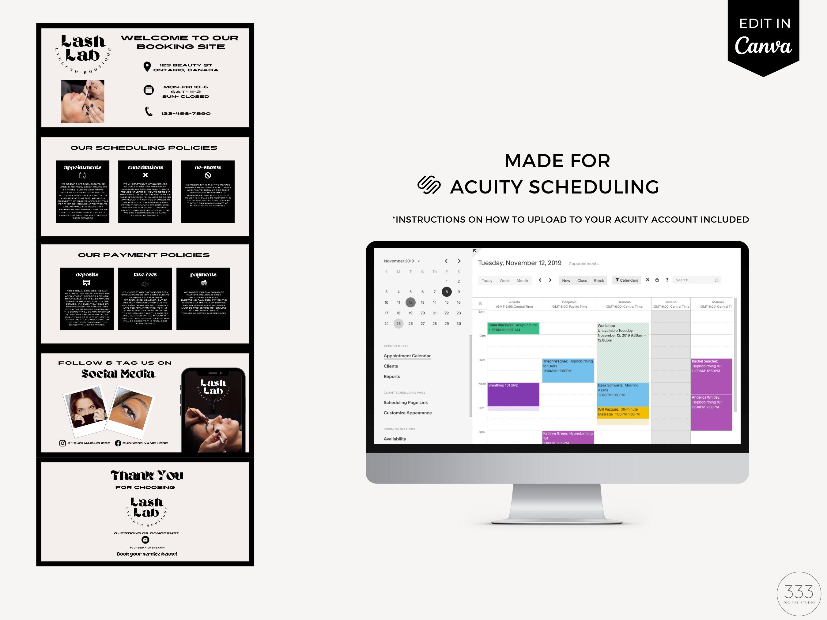 Acuity Template Lash Tech, Acuity Scheduling Template, Acuity Template ...