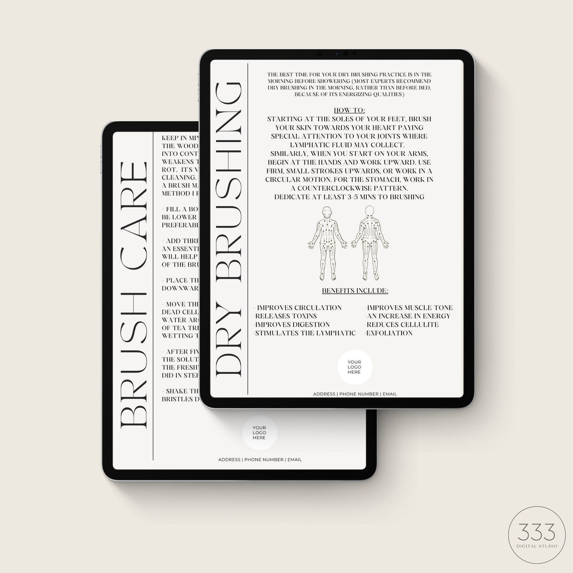 Editable Dry Body Brush Cards, Canva Template, Client Cards, Take Home ...