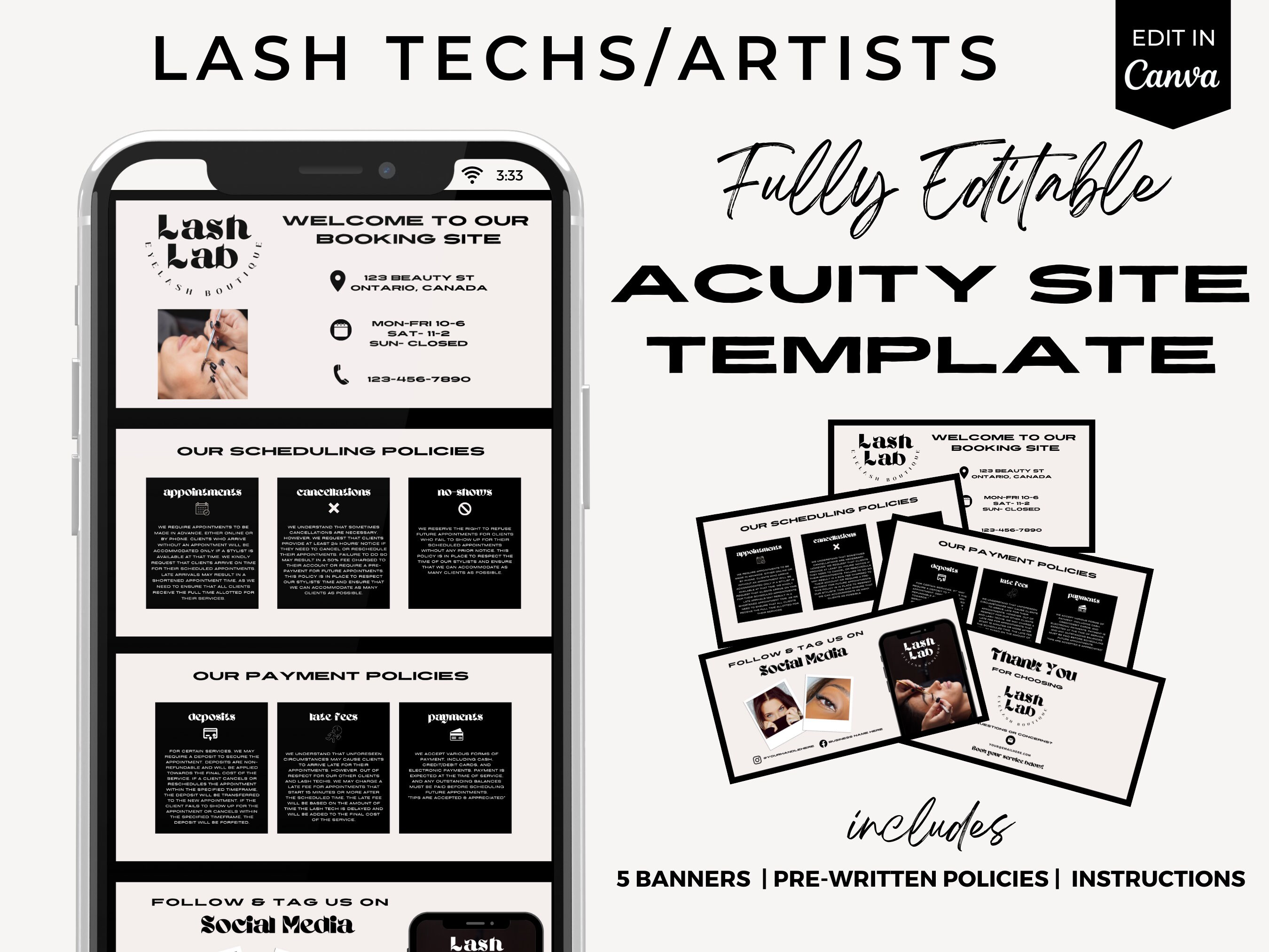 Acuity Template Lash Tech, Acuity Scheduling Template, Acuity Template ...