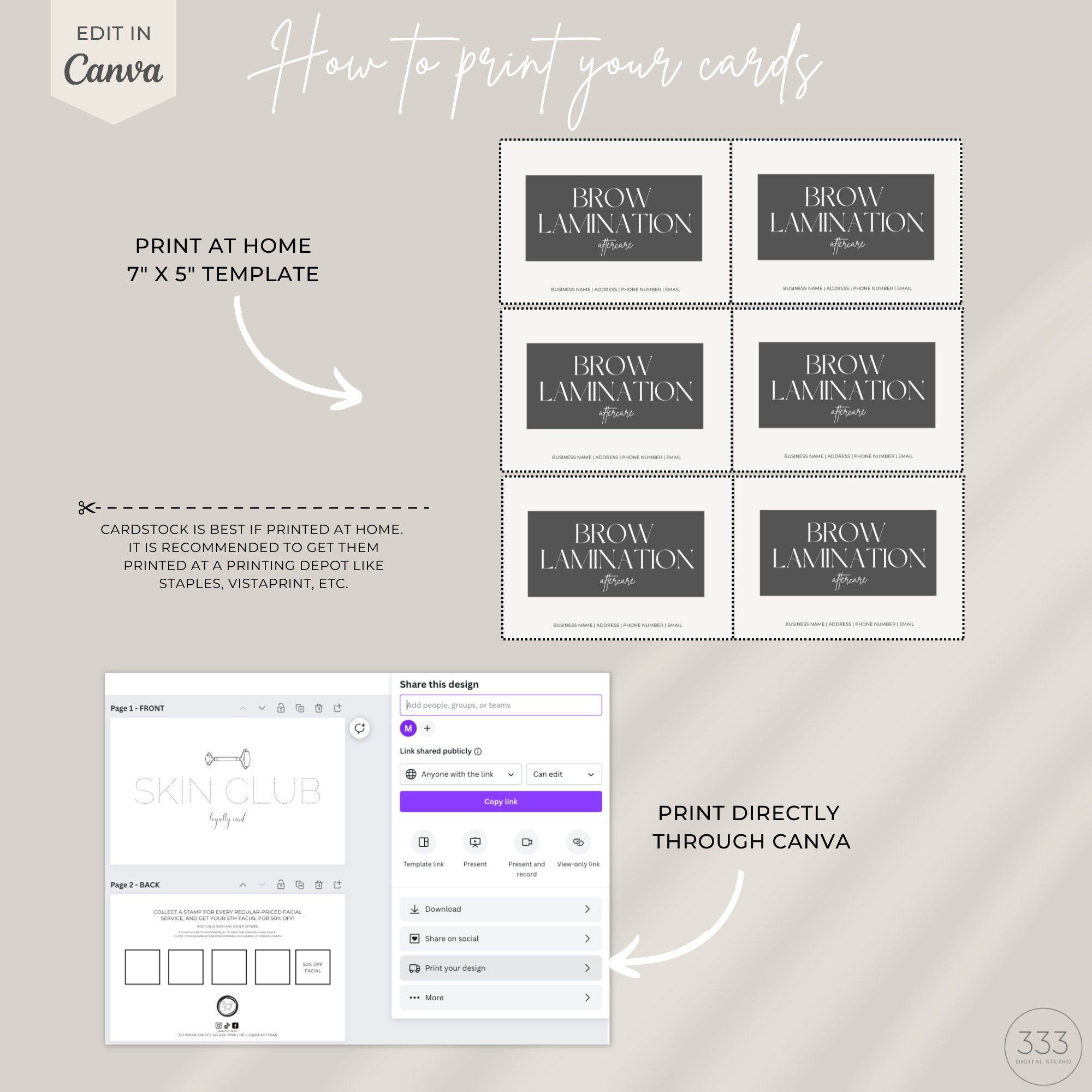 Editable Brow Lamination Cards, Client Aftercare, Edit in Canva, Brow ...