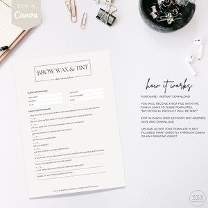 Brow Wax Client Form, Waxing Consent Form, Esthetician Wax Form ...