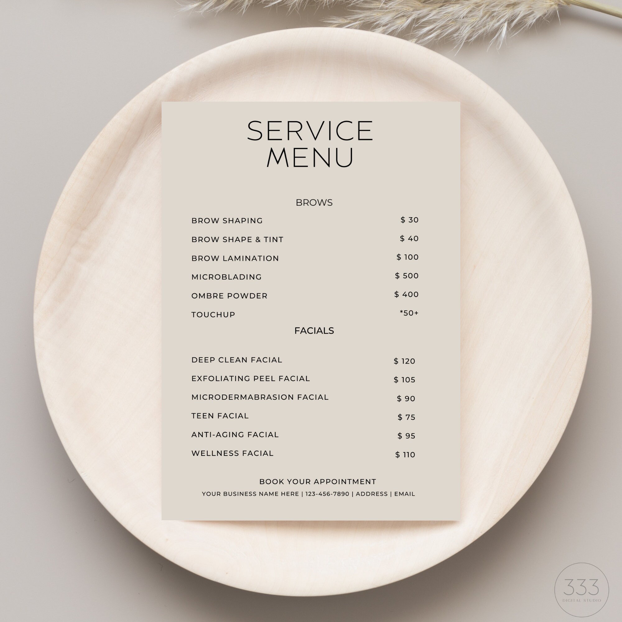 Editable Price List Template Service Menu Canva Template - Etsy Canada