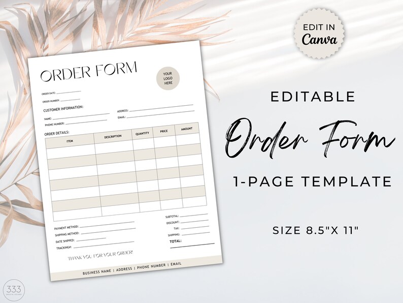 Editable Order Form Template Purchase Order Form Canva - Etsy Editable Order Form Template Purchase Order Form Canva - Etsy