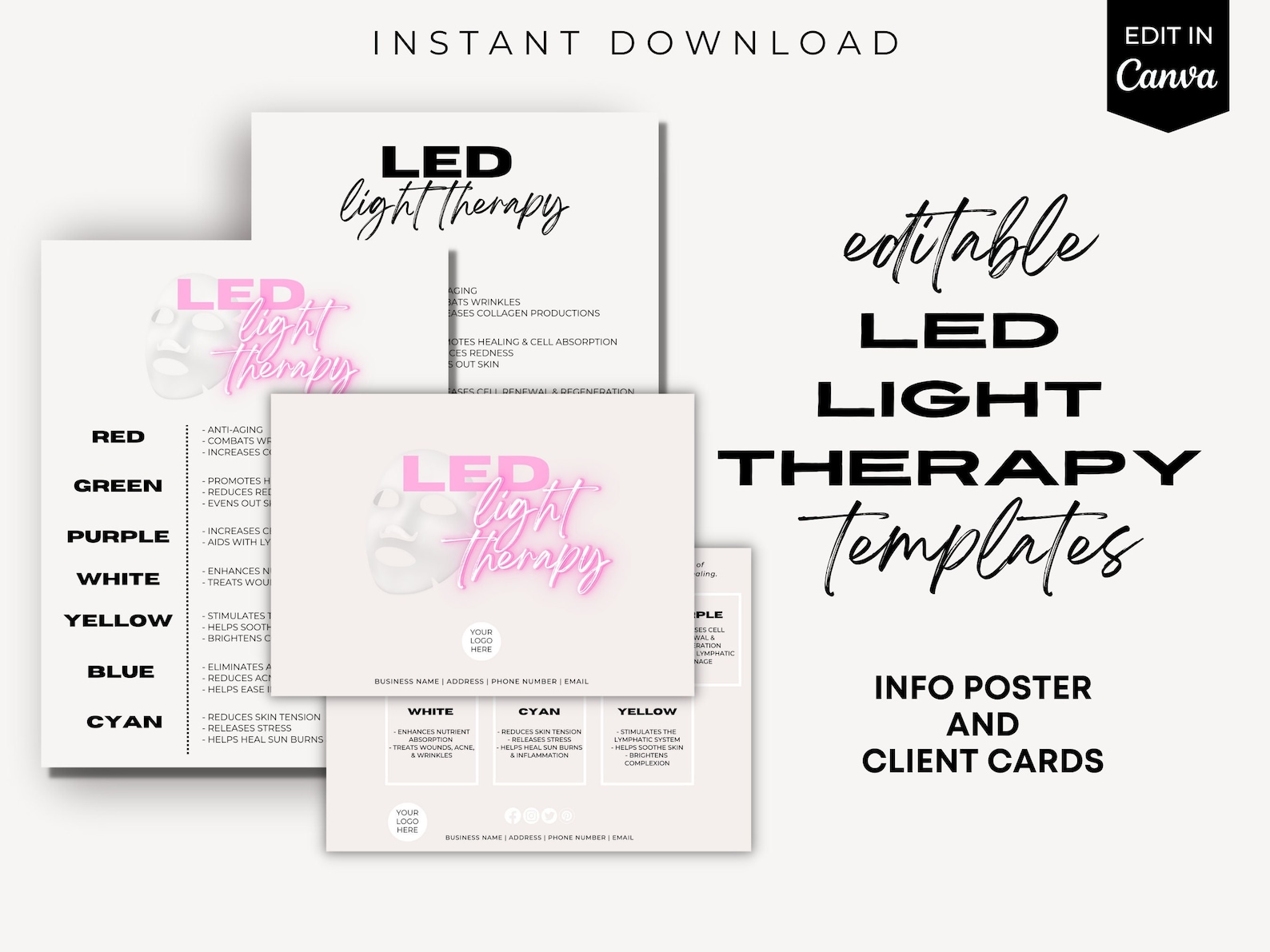 Editable LED Light Therapy Template, Esthetician Client Forms (canva ...