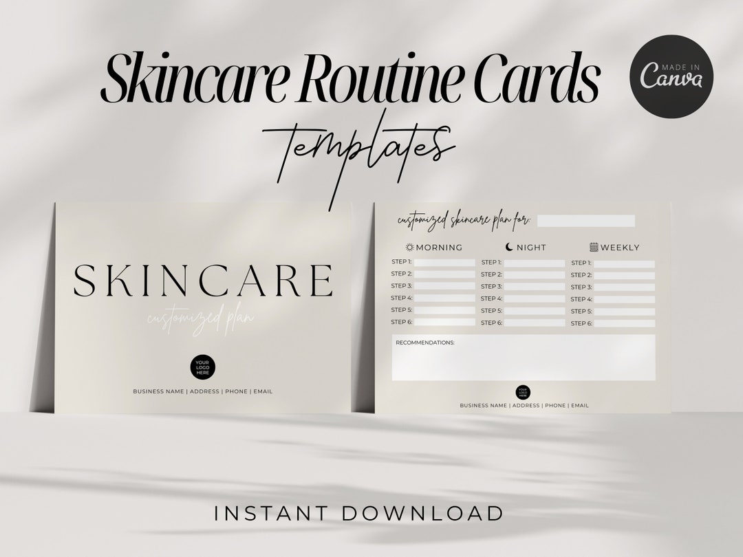 Skincare Routine Cards, Editable Esthetician Templates, Facial ...