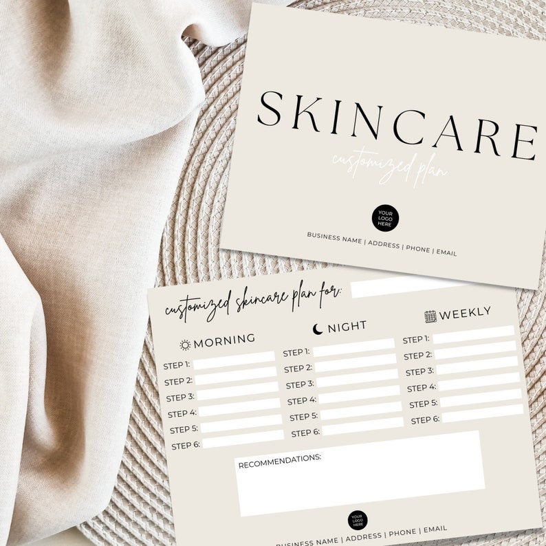 Skincare Routine Cards, Editable Esthetician Templates, Facial ...