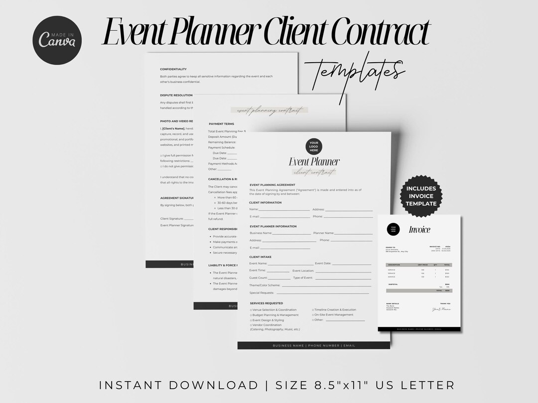 Event Planning Template, Contract Template, Event Coordinator, Planner ...