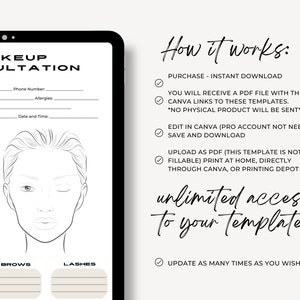 Editable Makeup Face Chart, Beauty Template, Salon Forms, Makeup ...