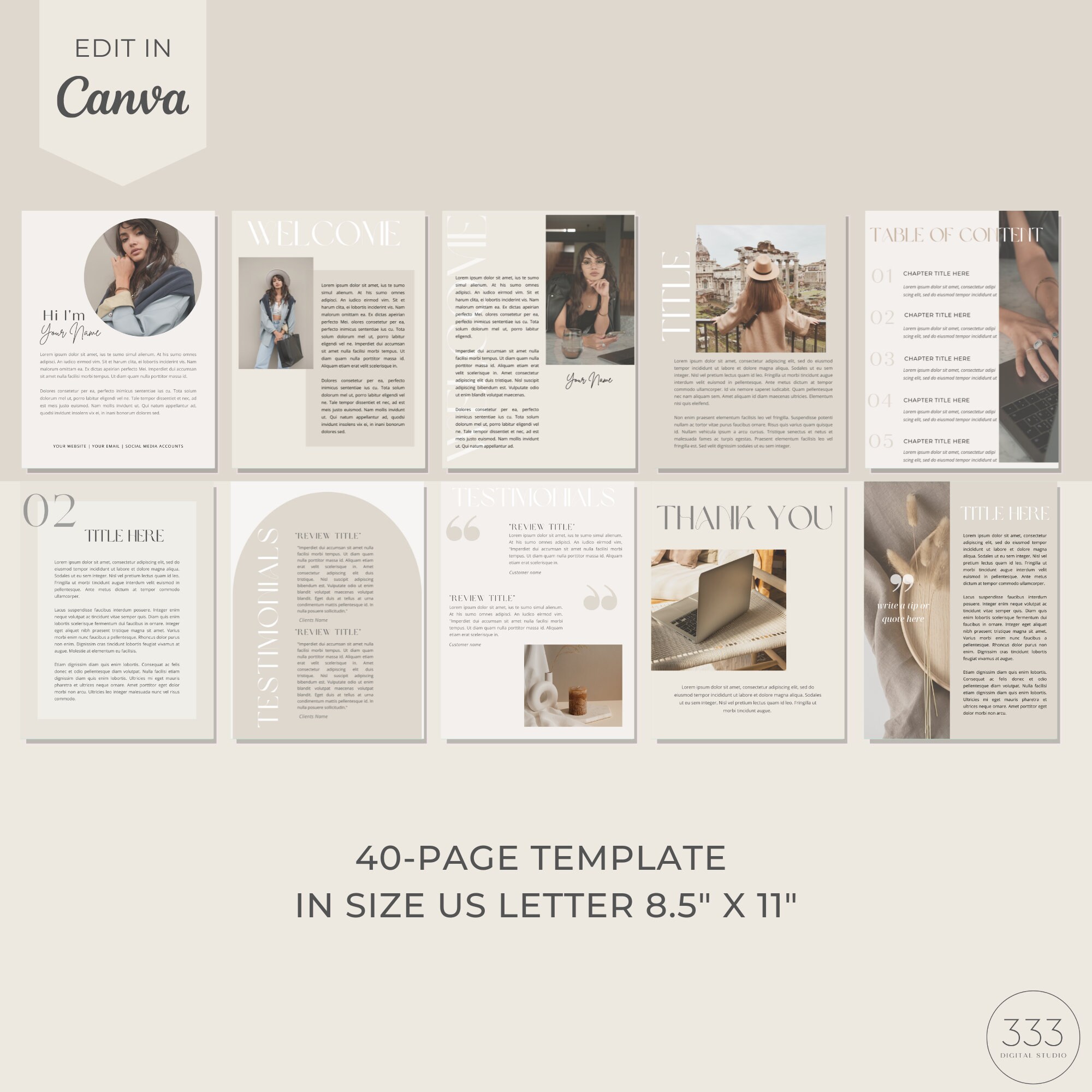 Editable Workbook Template Canva 40 Page Ebook Small - Etsy