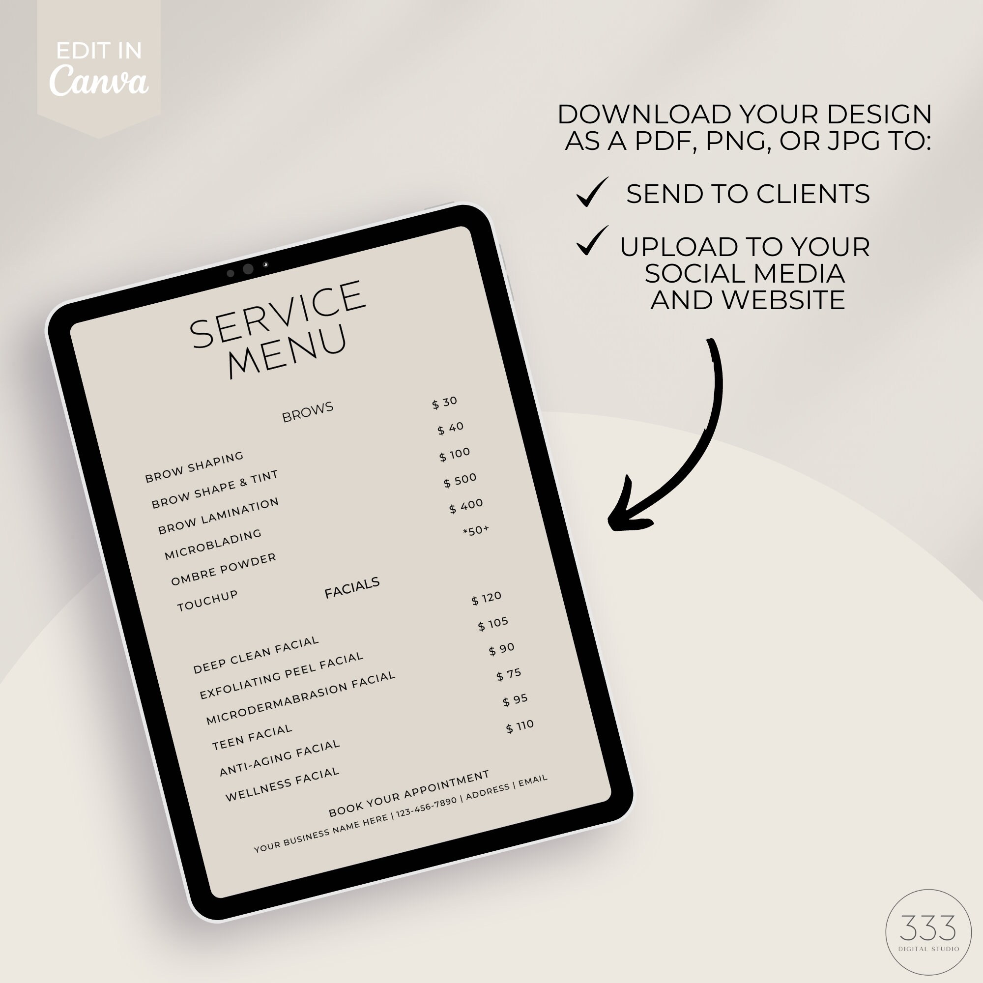 Editable Price List Template Service Menu Canva Template - Etsy Canada