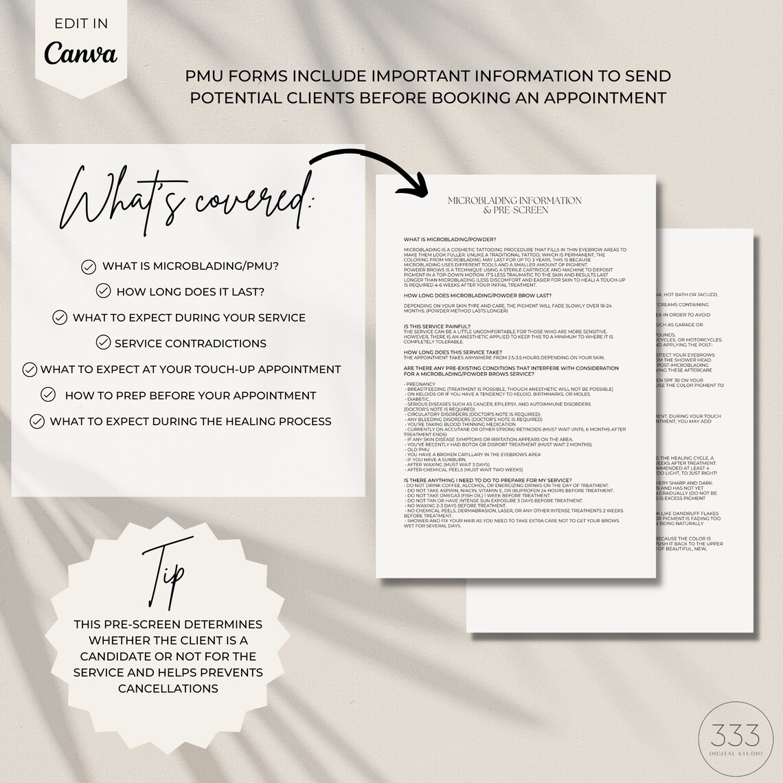 Editable Permanent Makeup Form PMU Consent Form - Etsy