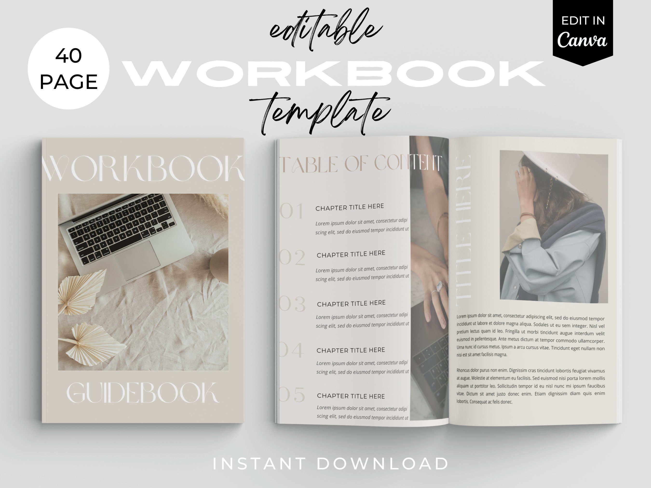 Editable Workbook Template Canva 40 Page Ebook Small - Etsy