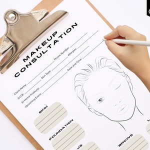 Editable Makeup Face Chart, Beauty Template, Salon Forms, Makeup ...