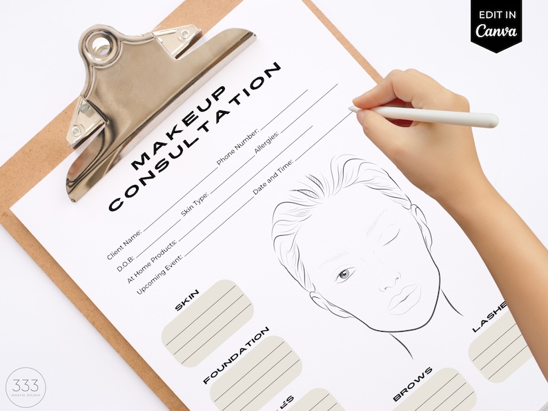 Editable Makeup Face Chart, Beauty Template, Salon Forms, Makeup ...