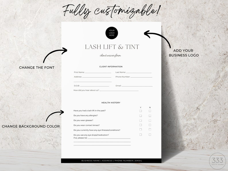 Lash Lift Consent, Editable Template, Lash Lift and Tint Aftercare Card ...
