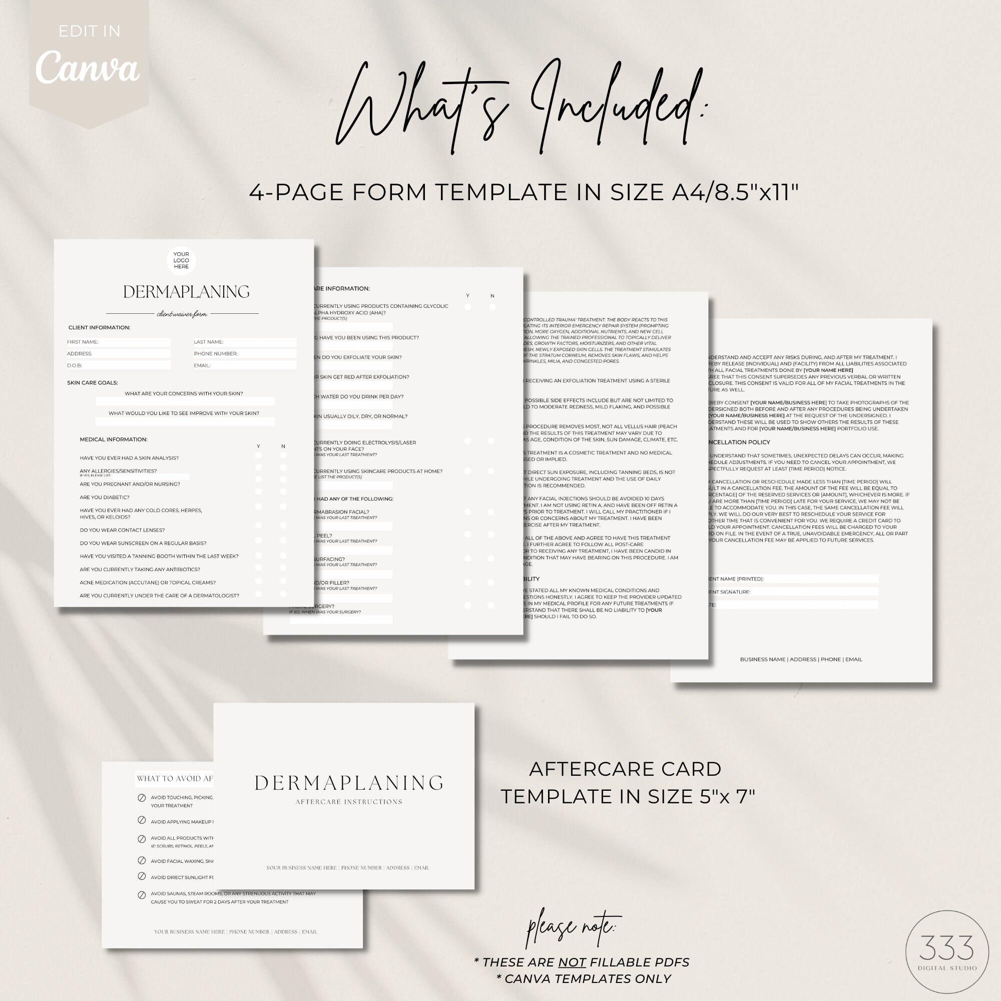 Editable Dermaplaning Consent Form Template Esthetician - Etsy UK