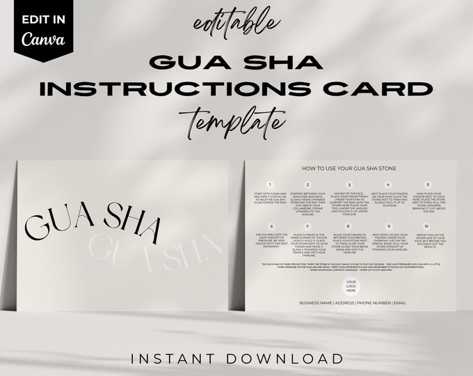 Editable GUA SHA Massage Guide Template, Minimalist Guasha Tool Care ...