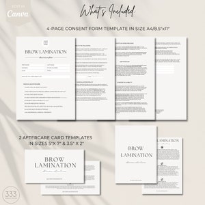 Brow Lamination Consent Form, Esthetician Template, Waxing Consent Form, Editable Canva Template ...