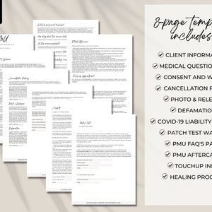 Permanent Makeup Forms, PMU Consent Forms, Beauty Salon Forms, Client ...