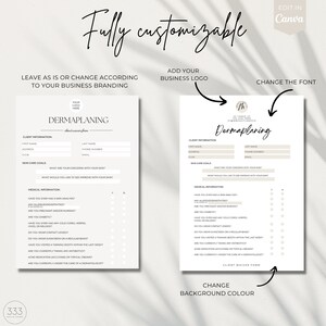 Editable Dermaplaning Consent Form, Esthetician Client Intake (canva ...