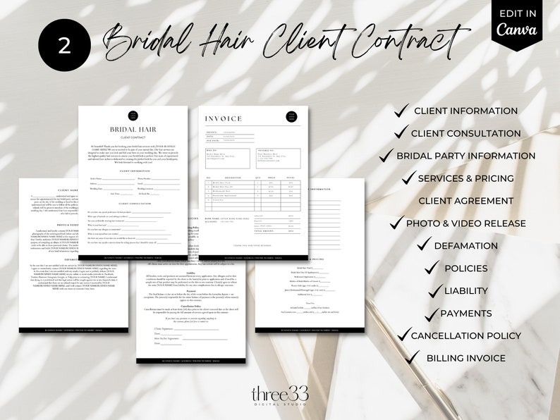 Hairstylist Client Forms, Hair Salon Templates, Contract Templates ...