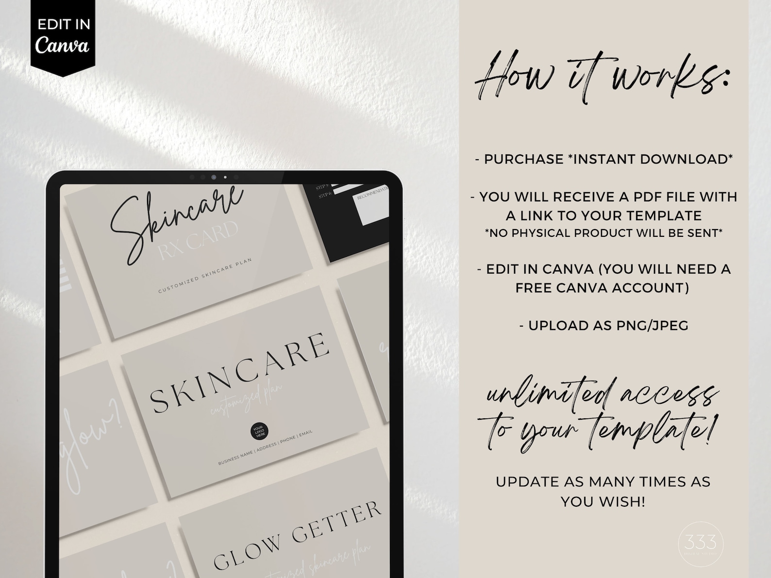 Skincare Routine Cards, Editable Esthetician Templates, Facial ...